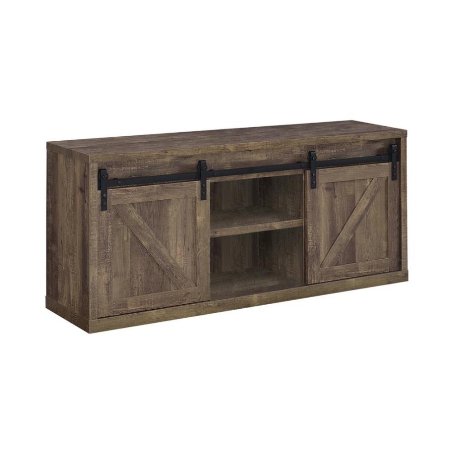 Rustic Style TV Console with Sliding Barn Doors