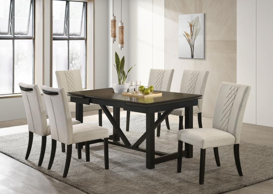 Malia Rectangular Dining Table with Refractory Extension Leaf