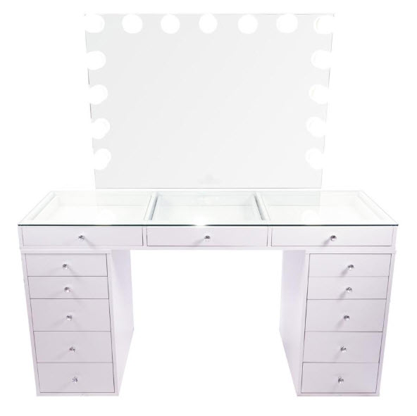 Slaystation® Pro 2.0 Tabletop + Glow Pro Vanity Mirror + Drawer Units ...